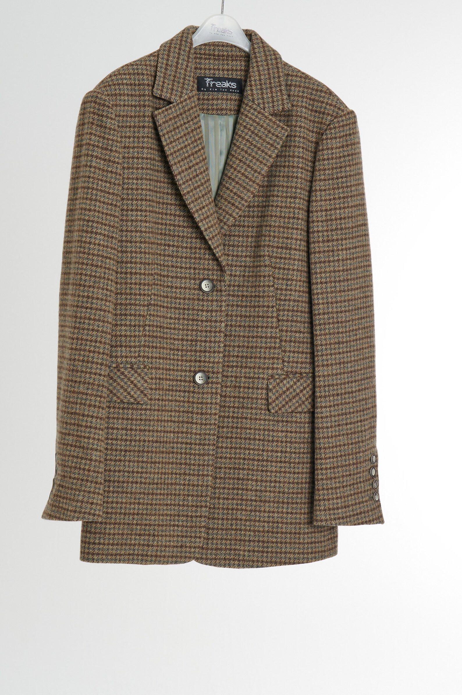 Wool Tweed Check Pattern Loose Fit Single Two Button Blazer - Etsy