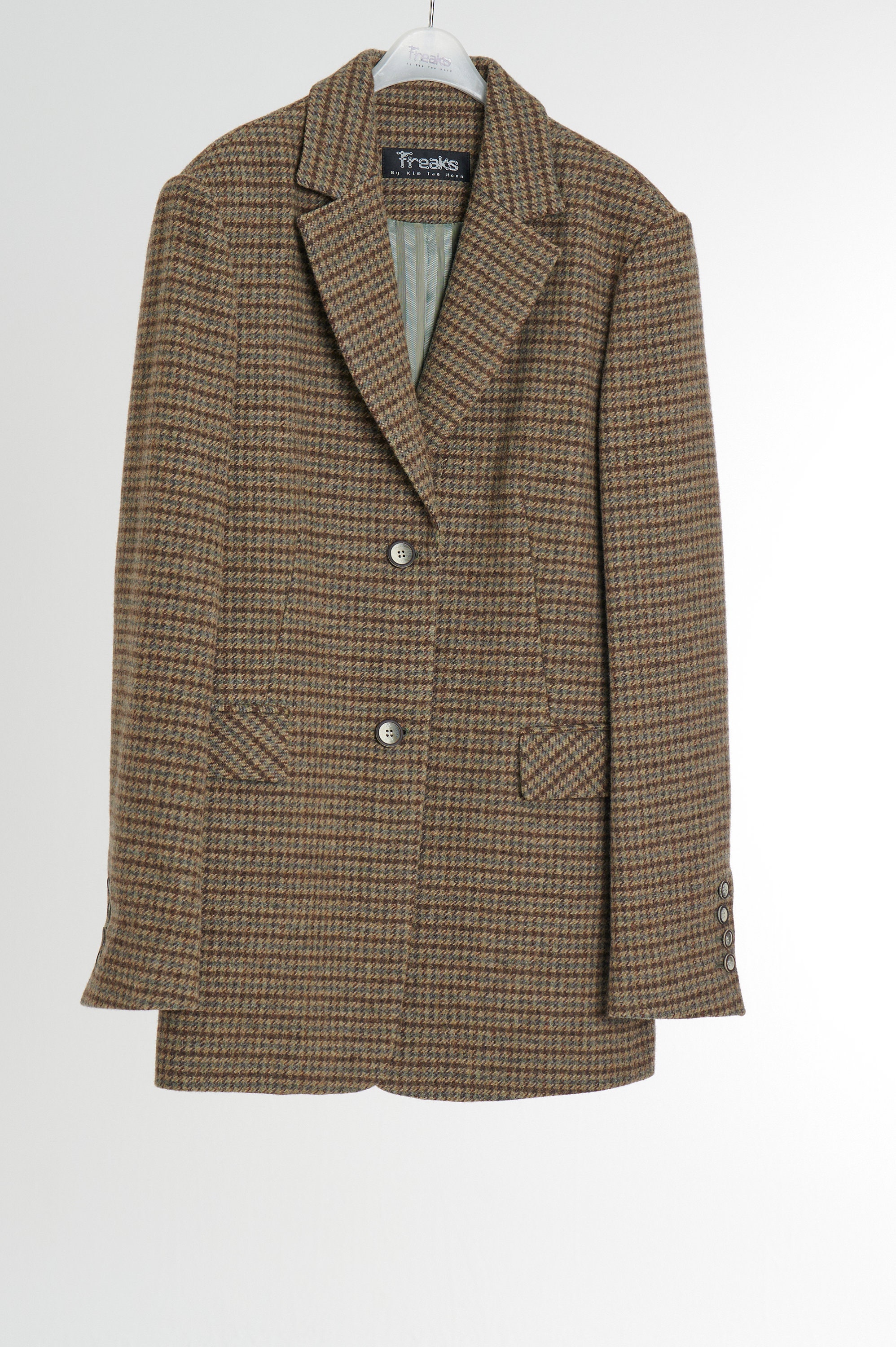 Wool Tweed Check Pattern Loose Fit Single Two Button Blazer - Etsy