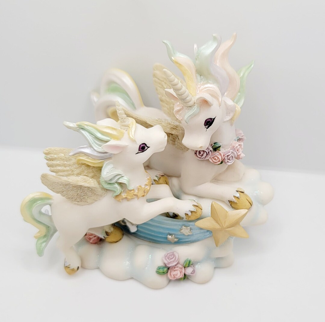 Vintage Mother and Baby Winged Unicorn Figures Rising Star From the ...