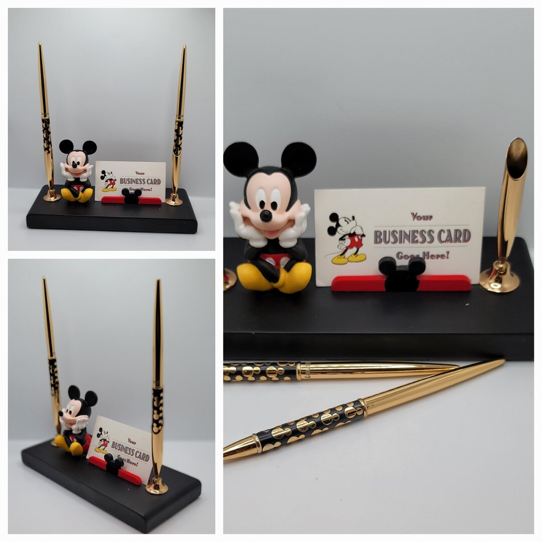Mickey Mouse Desk Set With Business Card Holder - Etsy