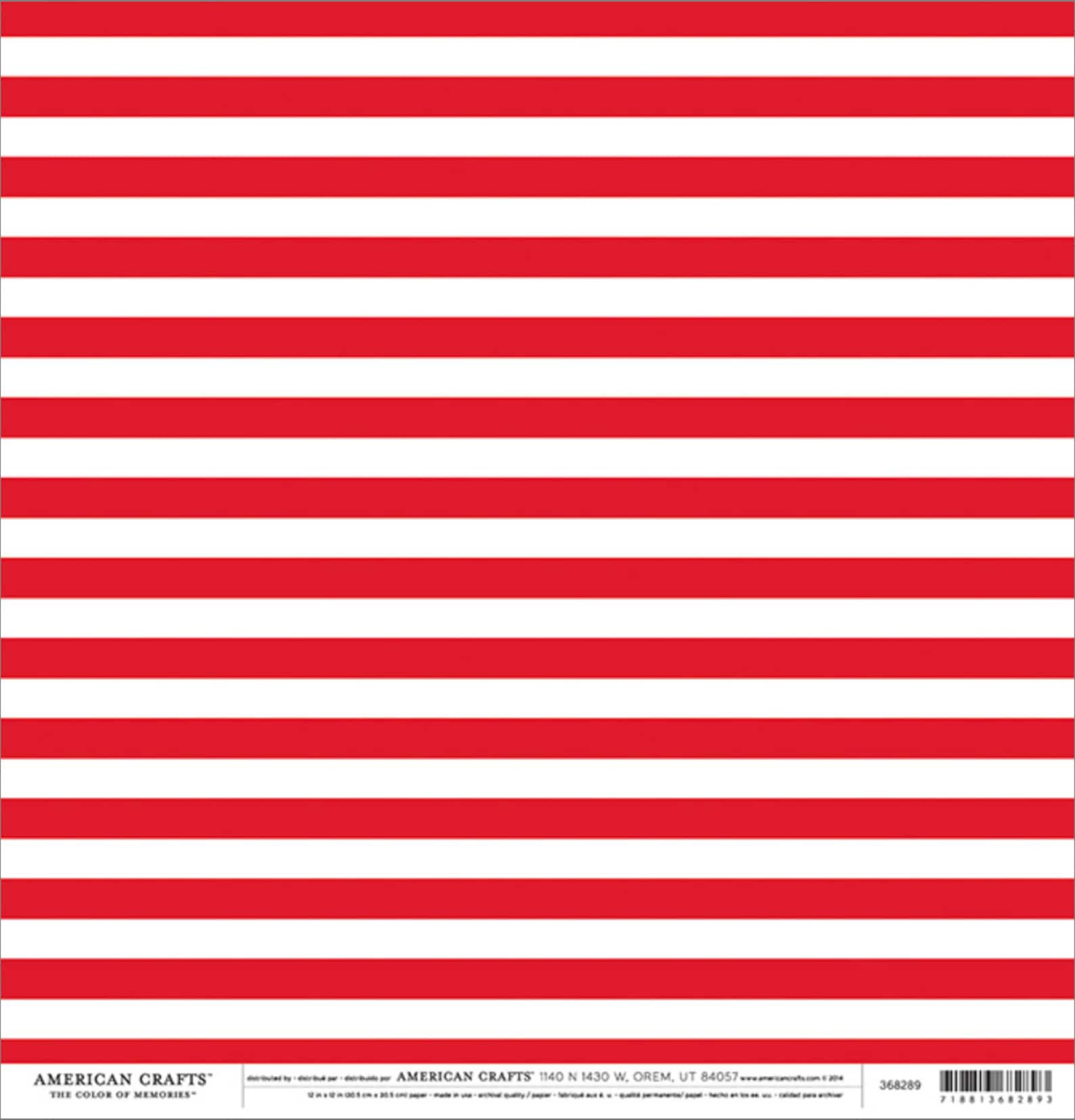 12 Sheets AC Cardstock Double Sided Patterned Paper Red Stripe 368289 ...