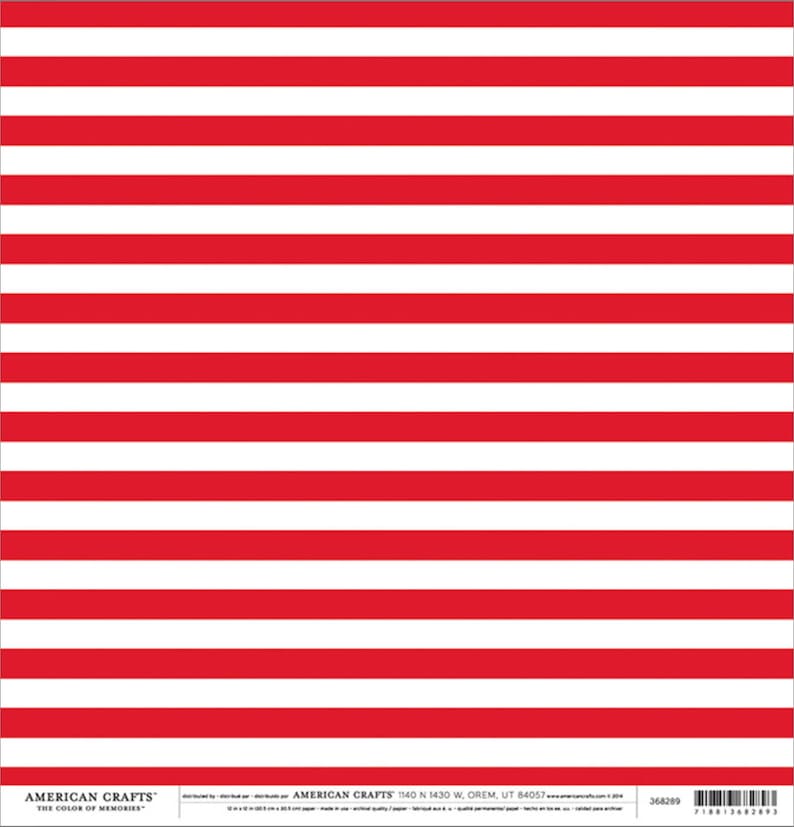 12 Sheets AC Cardstock Double Sided Patterned Paper Red Stripe - Etsy