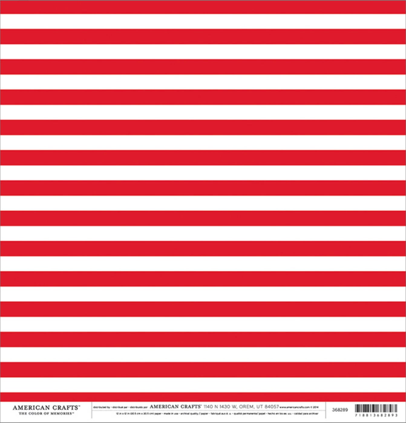 12 Sheets AC Cardstock Double Sided Patterned Paper Red Stripe 368289 ...