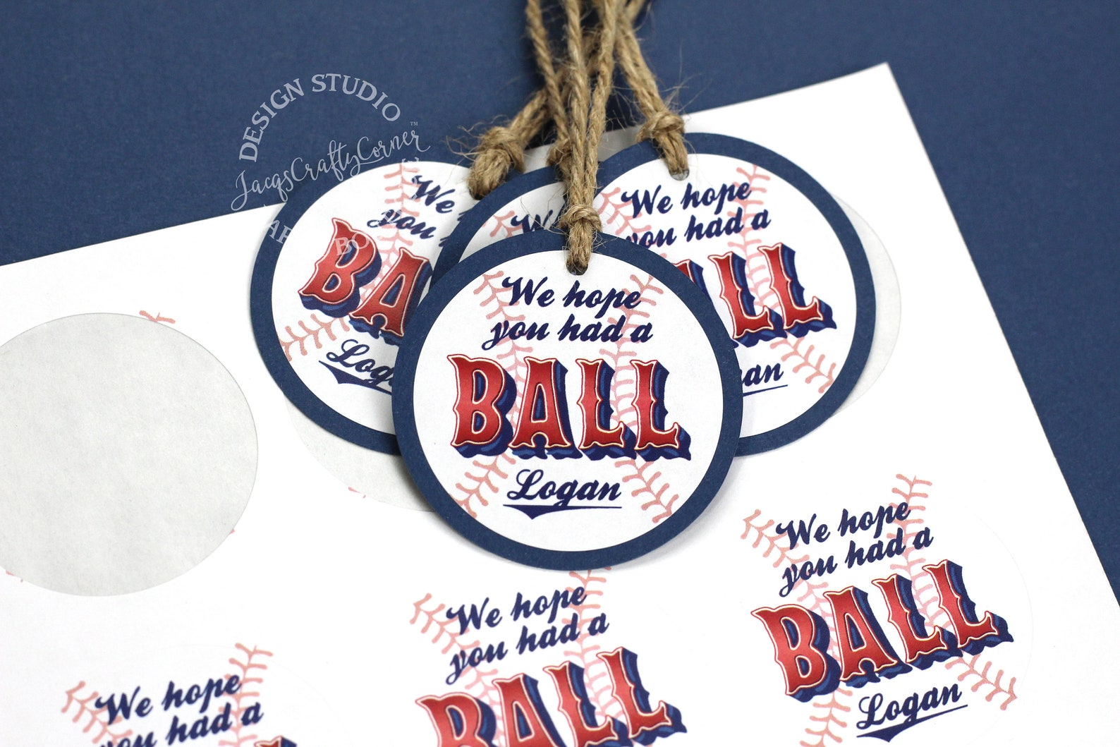 Personalized Baseball Birthday Stickers Set of 20 Hangtags - Etsy