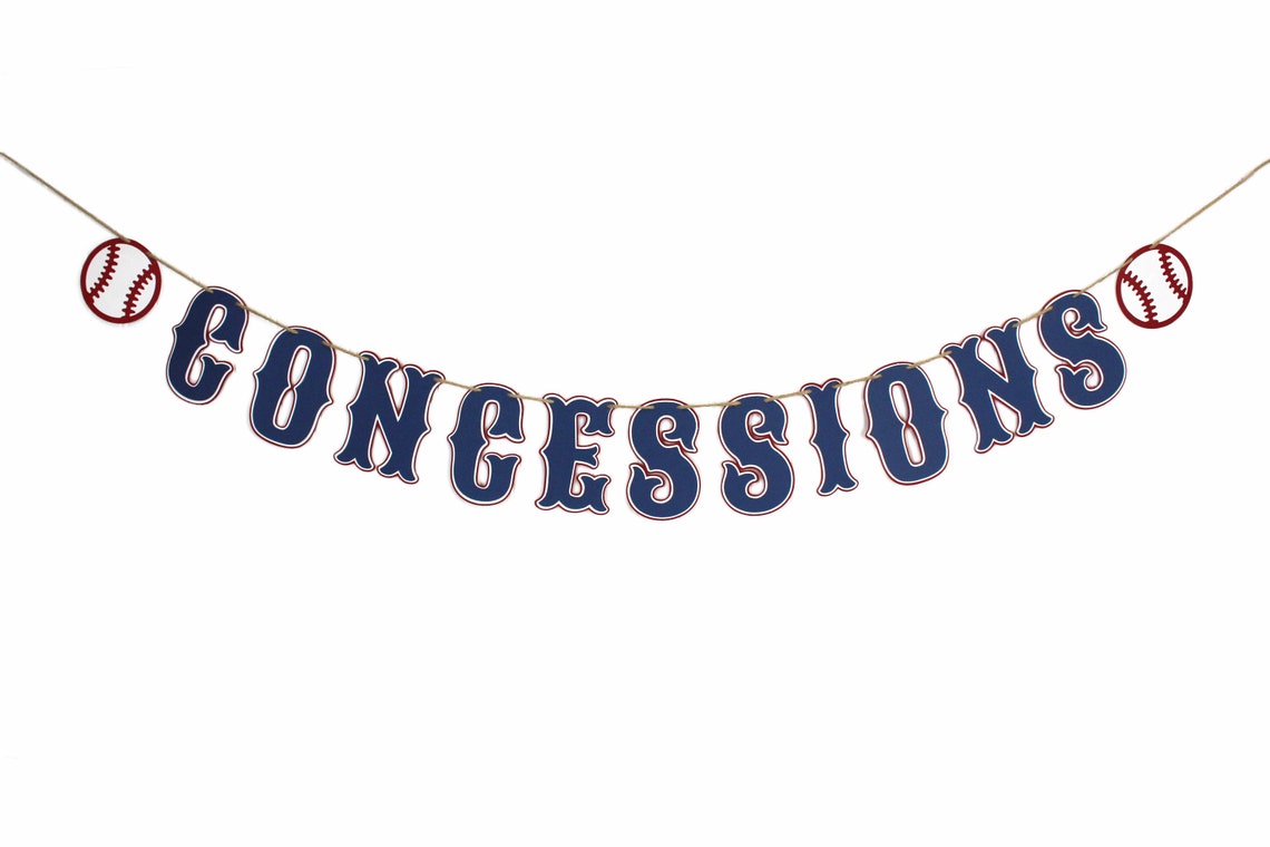 Baseball Concessions Banner: Red, White, and Navy Blue Snack Bar Sign ...