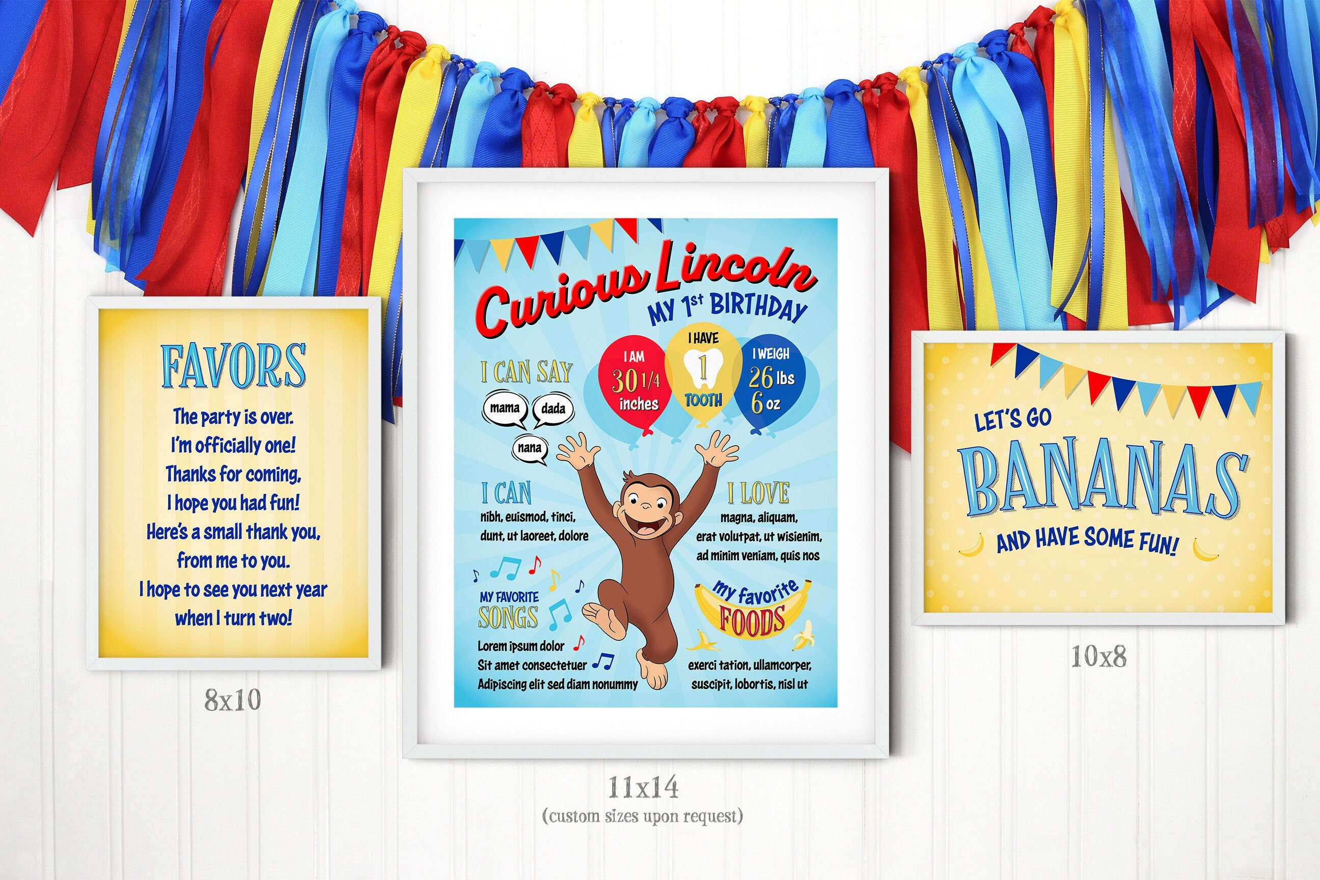 3-in-1 Curious George Birthday Milestone Posters - Etsy