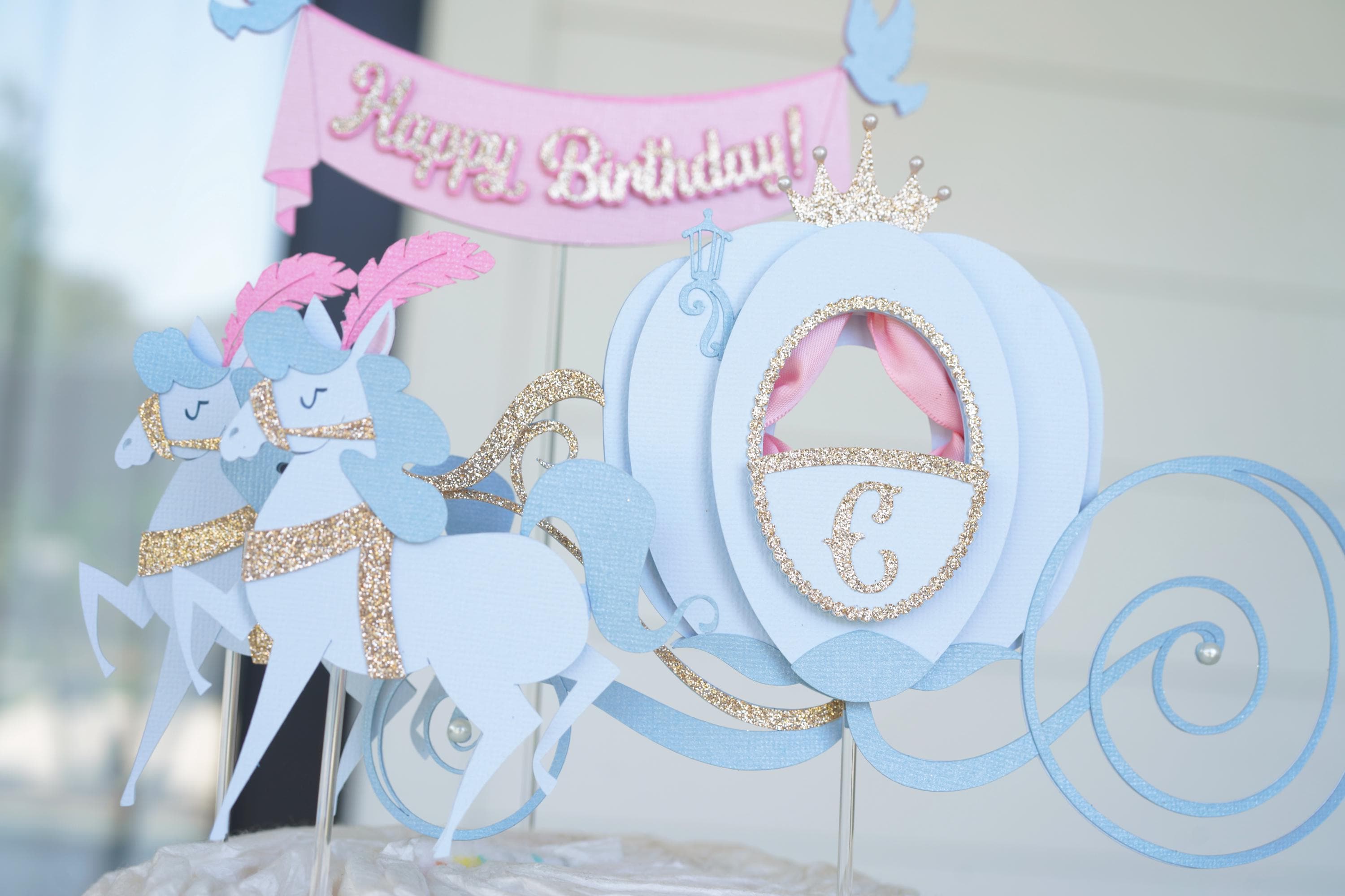 Princess Carriage Cake Topper | 4-piece Set | Baby Shower or Birthday ...