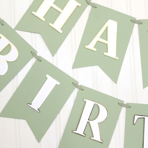 Sage Green, Gold and White Birthday Banner - Etsy