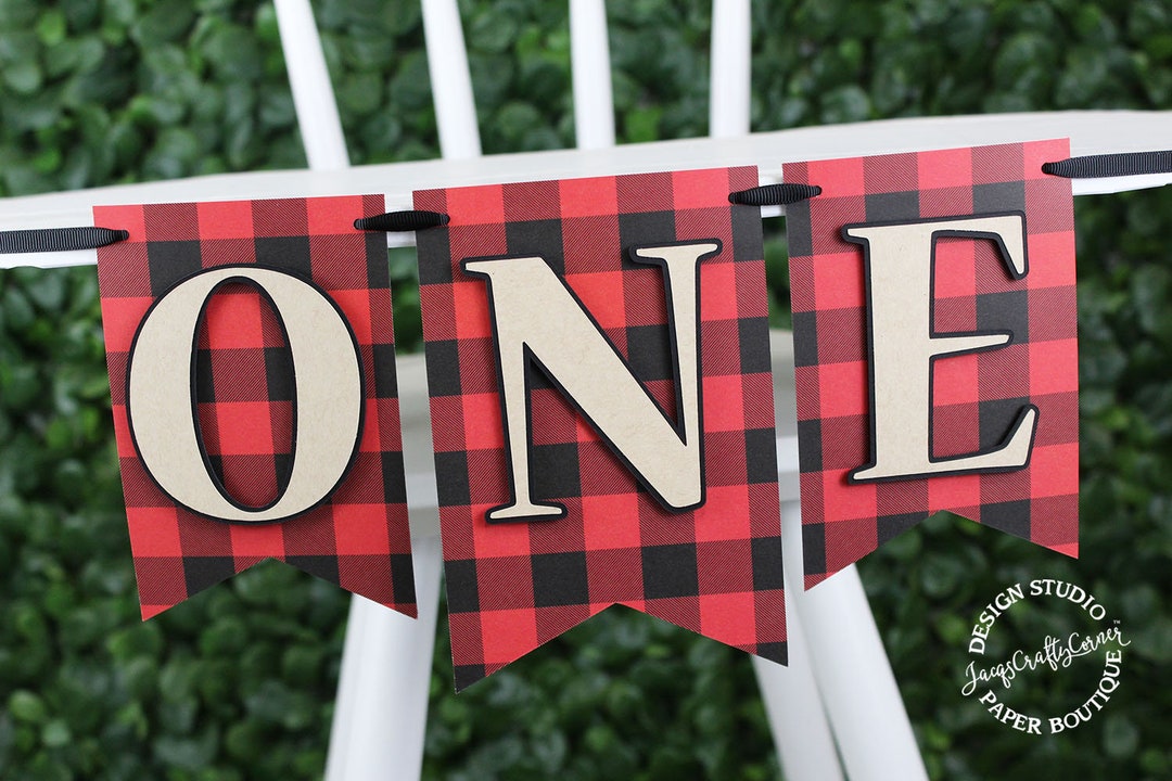Buffalo Plaid High Chair Banner | Black and Red Checker Woodland Banner ...
