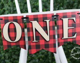 Personalized Buffalo Plaid Birthday Banner Black and Red | Etsy