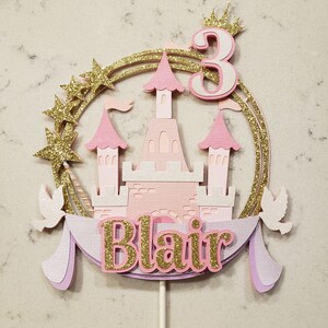 Princess Castle Cake Topper | Personalized Birthday Party Decor | Pink ...