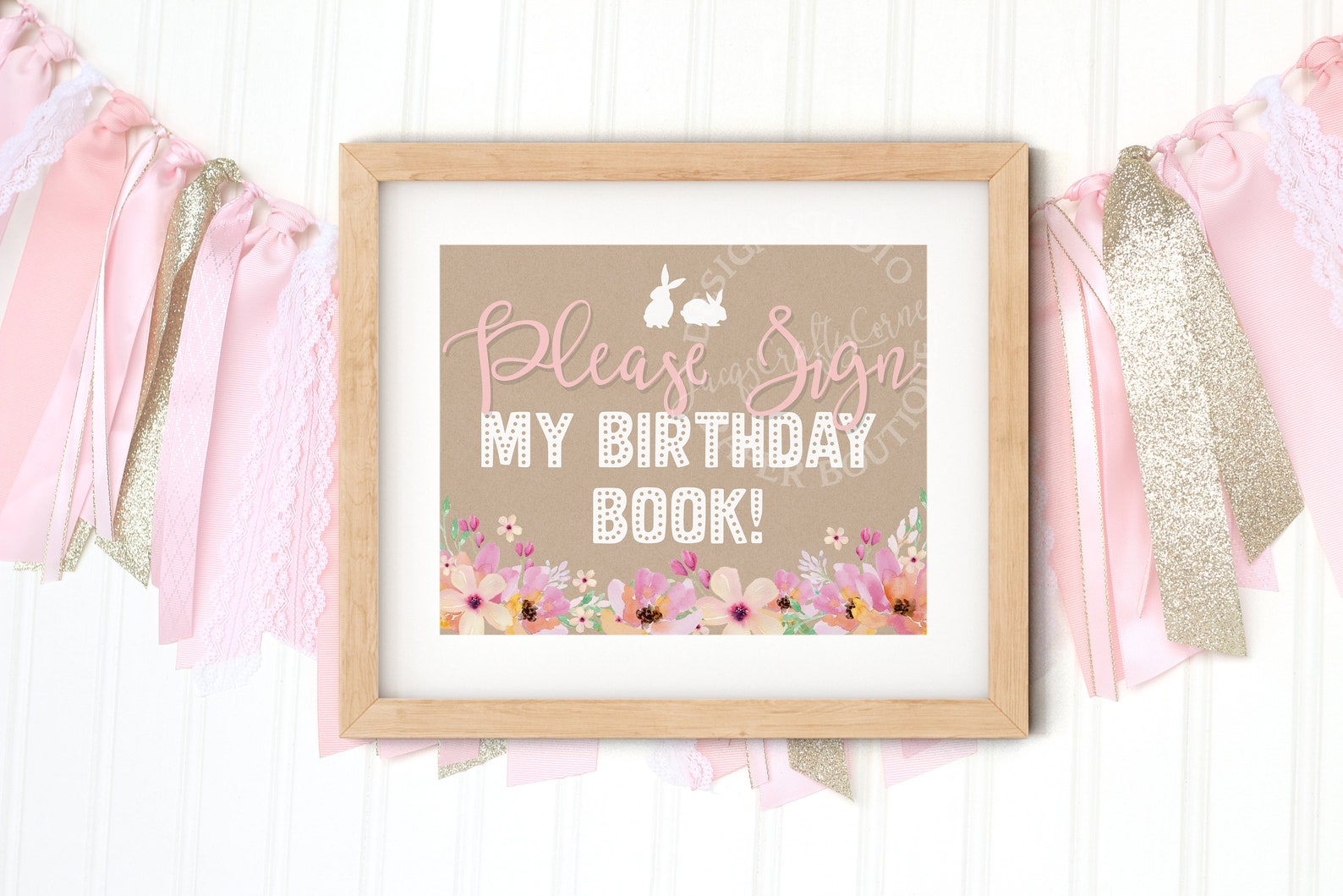 Printable Floral Bunny Please Sign My Birthday Book Some - Etsy