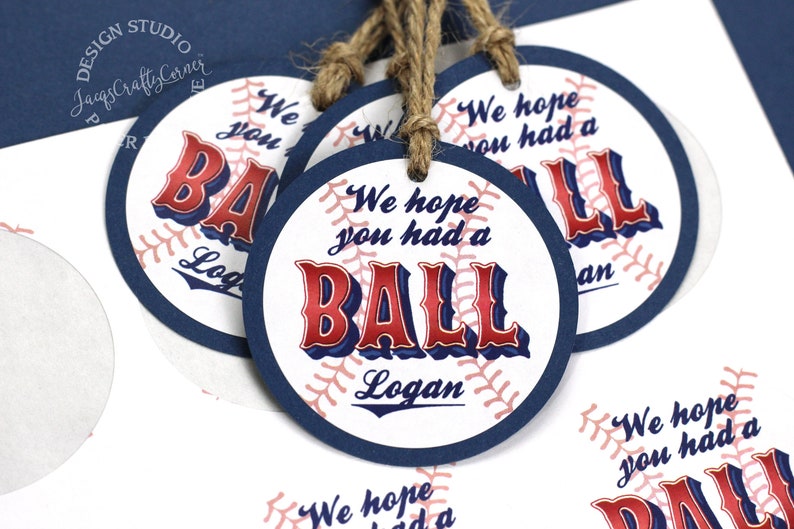 Personalized Baseball Birthday Stickers Set of 20 Hangtags - Etsy