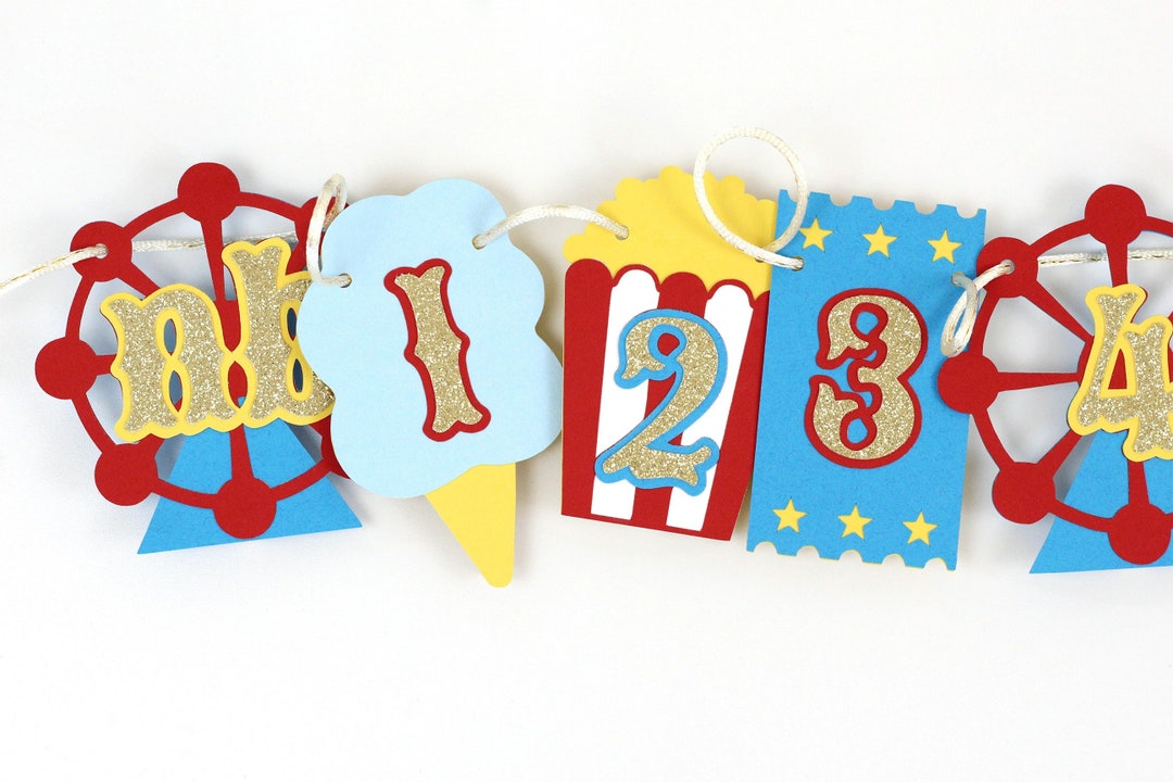 Carnival Circus Photo Banner | First Birthday Monthly Milestone | Red ...