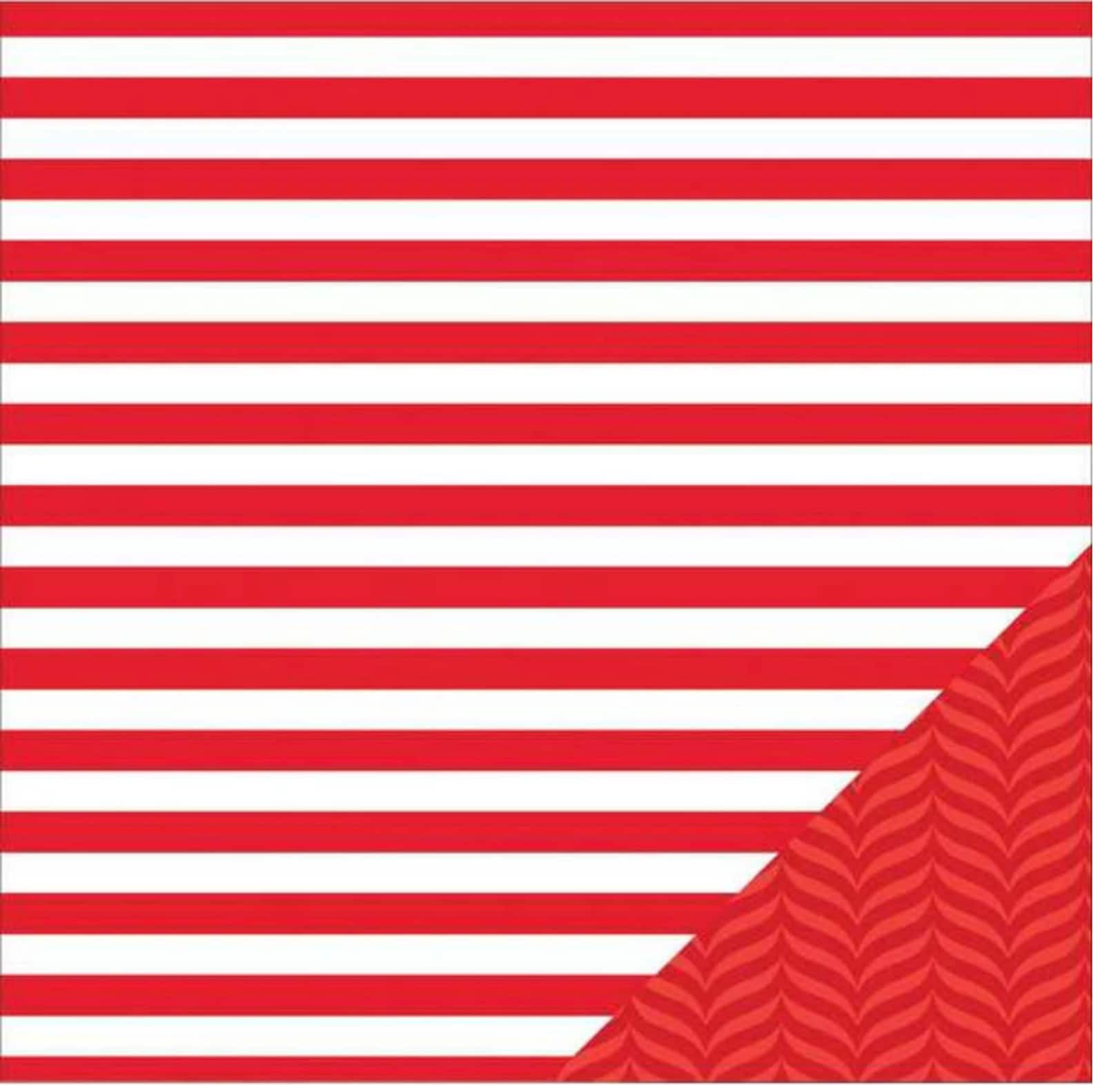 12 Sheets AC Cardstock Double Sided Patterned Paper Red Stripe 368289 ...