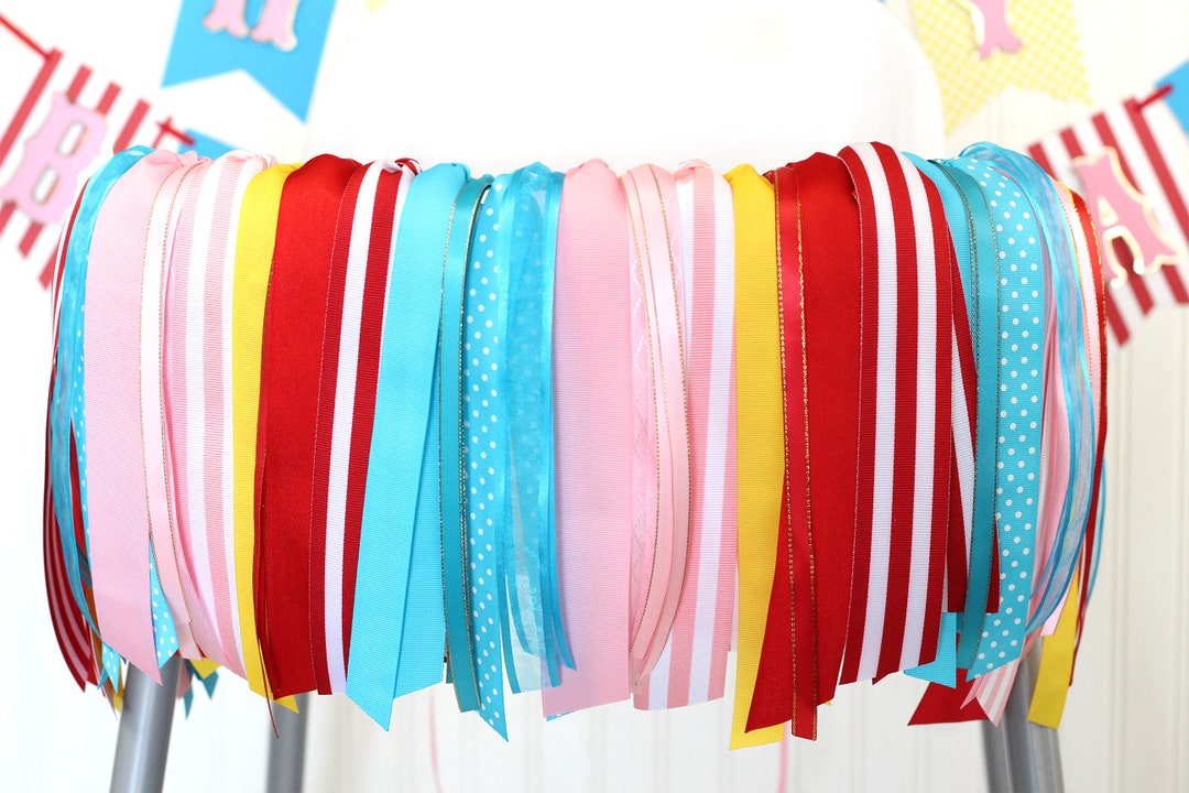 Pink Carnival Circus Ribbon Garland | Pink Red Turquoise Yellow High ...
