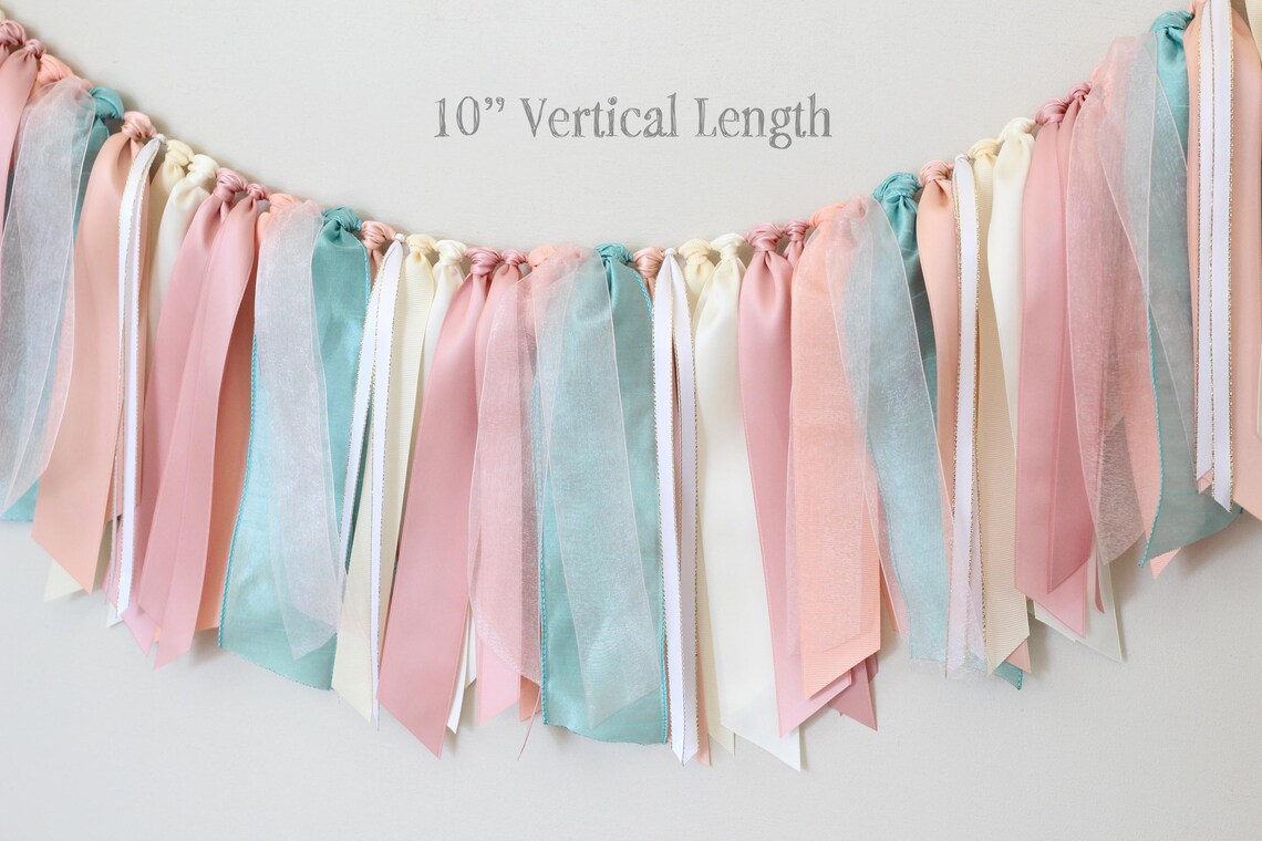 Under the Sea Ribbon Garland | Blush, Coral, Peach, Teal, Ivory, Cream ...