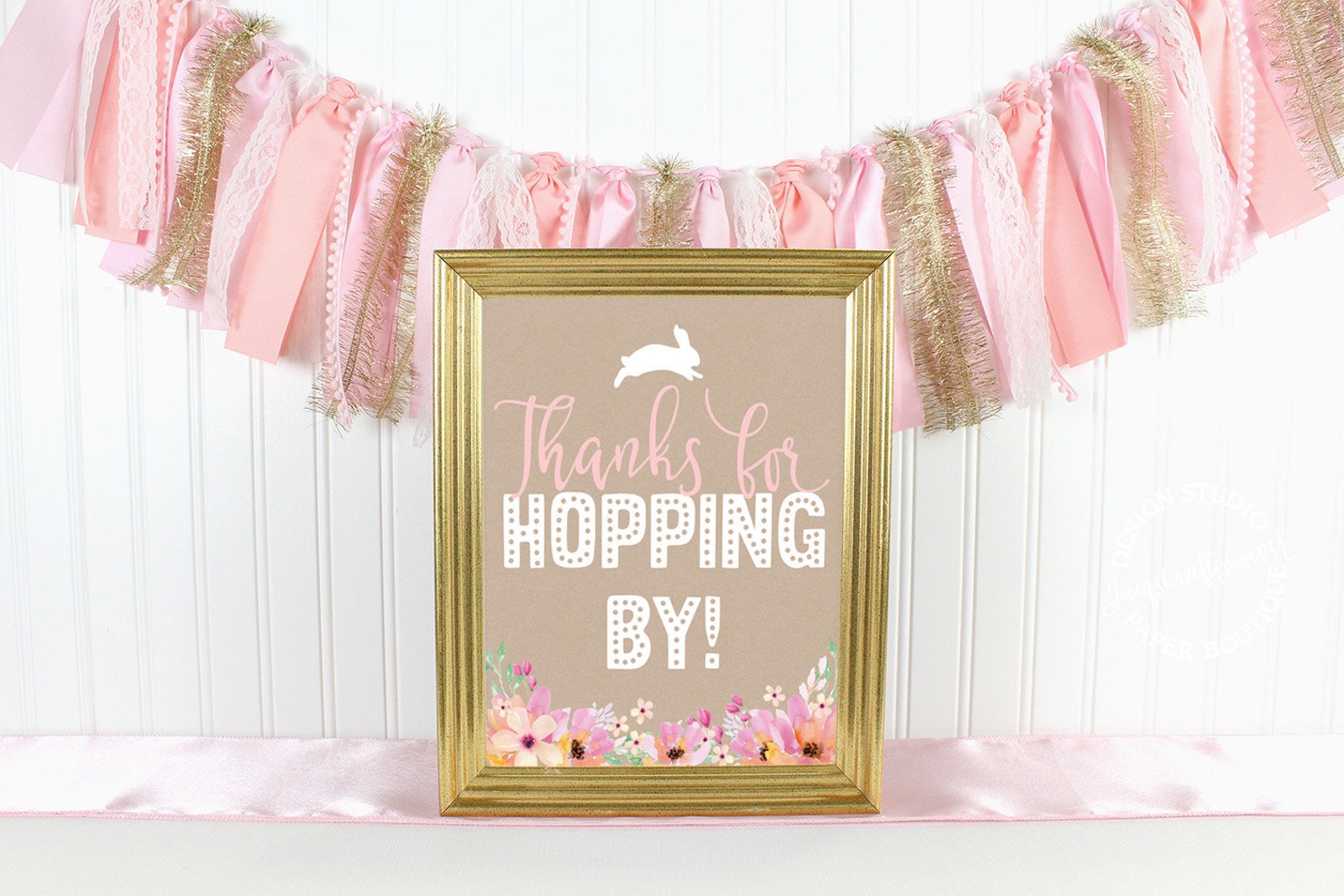 Printable Floral Bunny Thanks for Hopping by Sign Some Bunny | Etsy