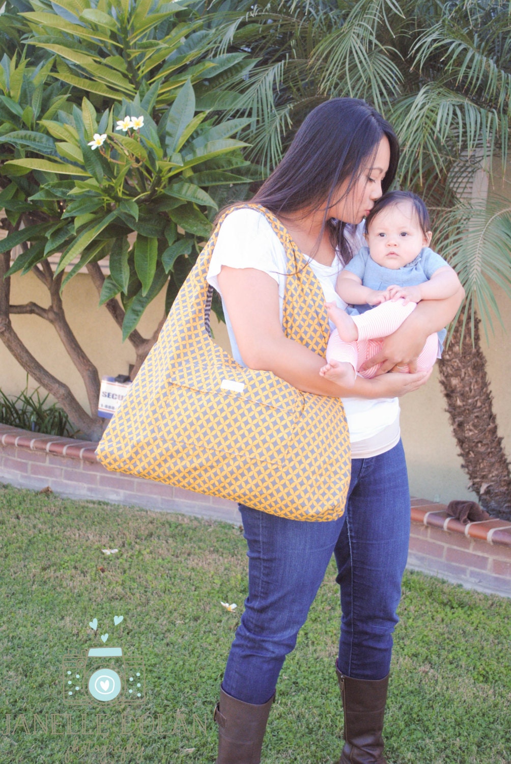 Yellow and Gray Diaper Bag - Etsy