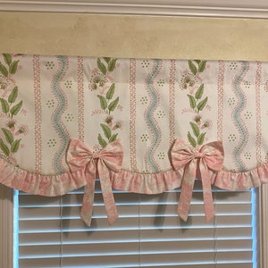 Scalloped Floral Stripes Window Valance With Ruffle, Nursery Curtain ...
