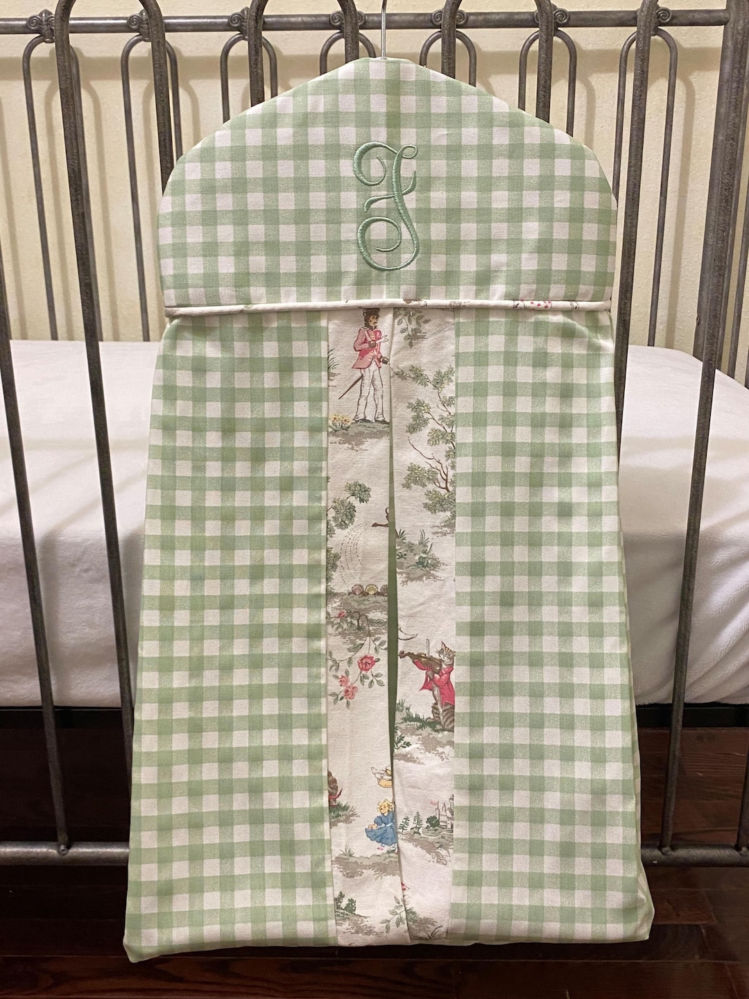 Gingham and Toile Hanger Style Diaper Stacker, Diaper Holder, Choose ...
