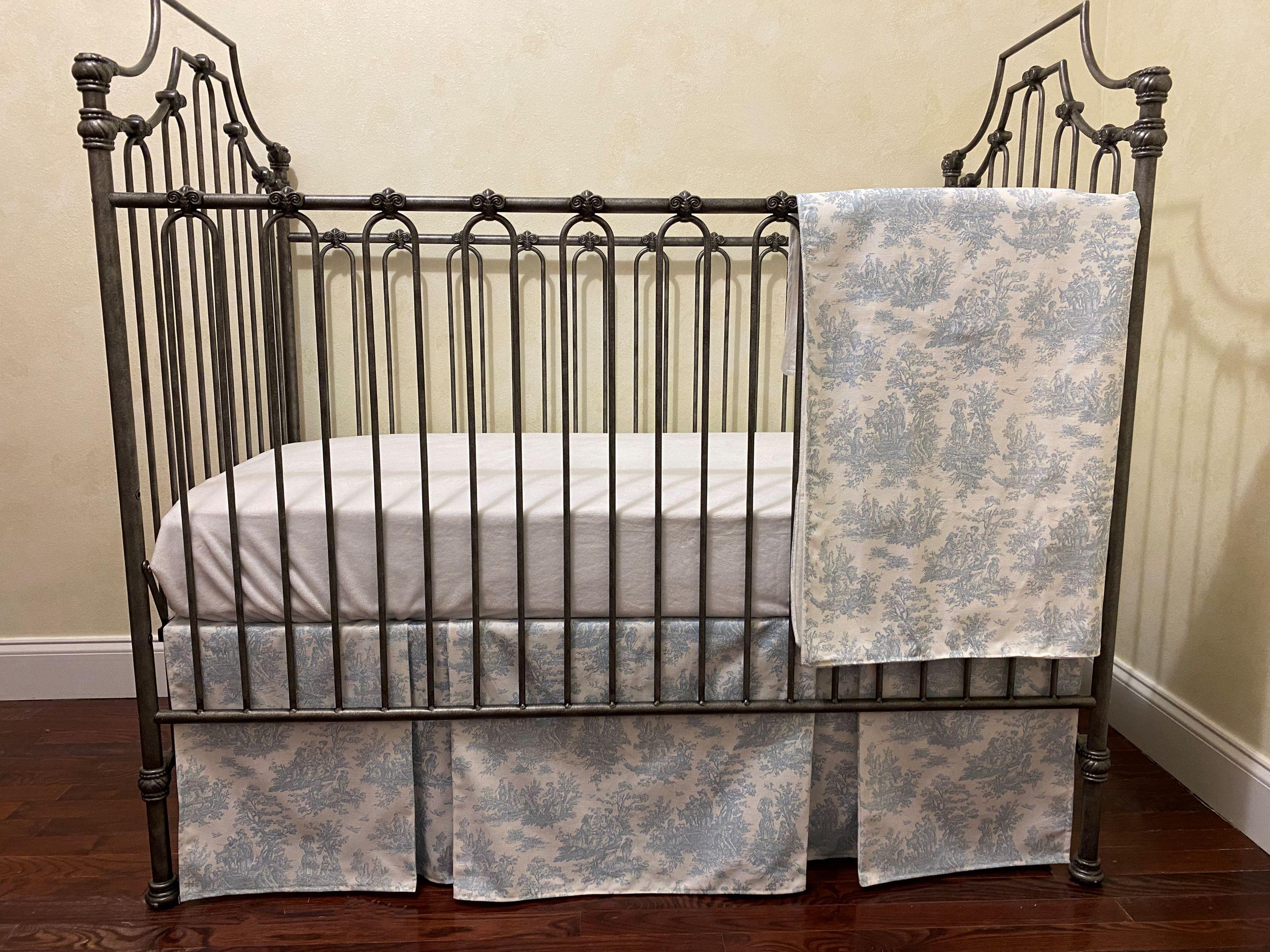 Blue Toile Crib Bedding, Baby Boy, Baby Girl Crib Bedding, Neutral Baby ...