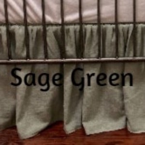 Custom Scallop Edge Linen Blend Crib Skirt, Baby Boy, Baby Girl, Gender ...