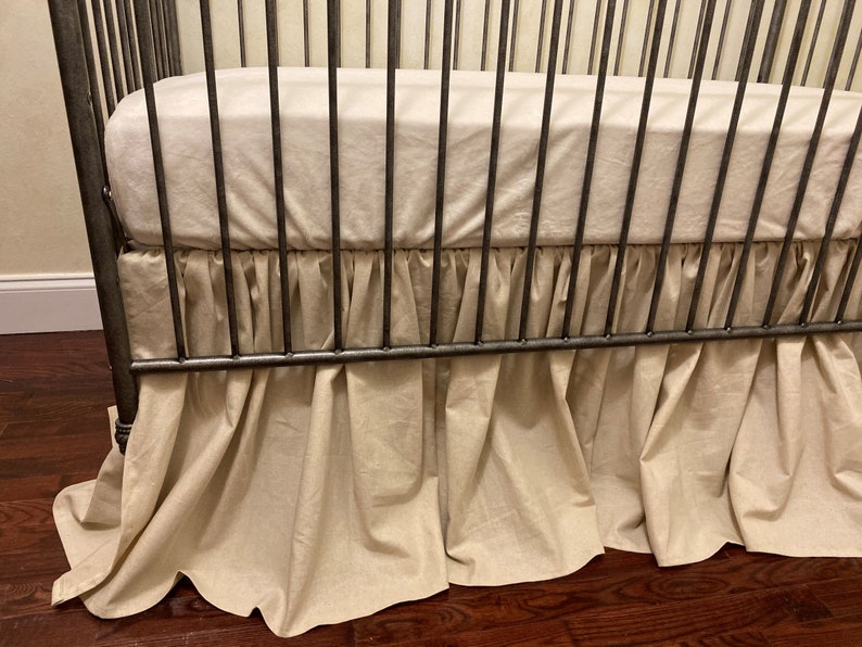 Girl Crib Bedding, Natural Linen Crib Skirt, Minky Crib Sheet ...