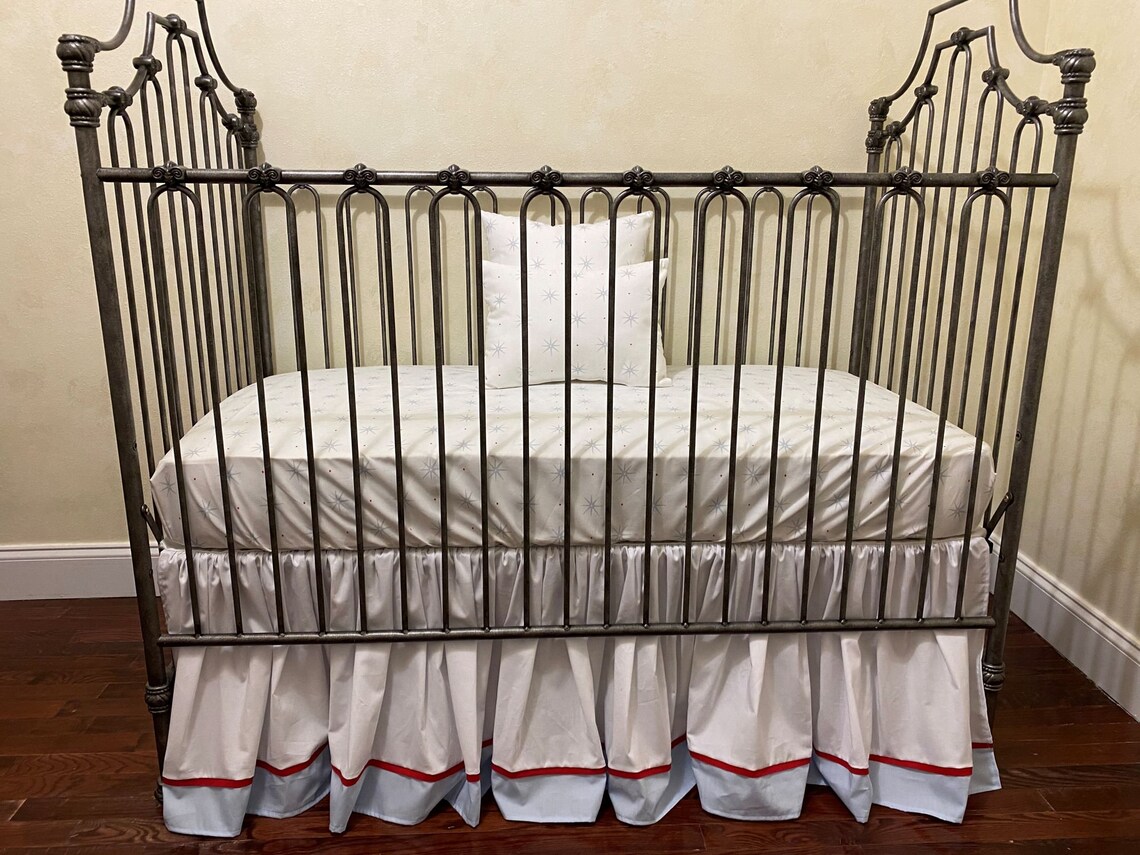 Americana Baby Crib Bedding: White, Blue, and Red - Etsy