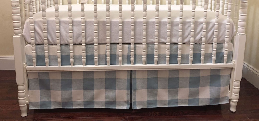 Custom Plaid Crib Skirt, Tailored Style Cotton Crib Skirt, Baby Boy ...