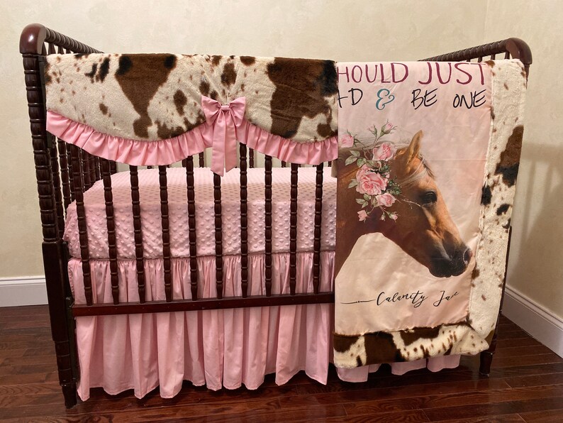 Baby Girl Crib Bedding Horse Crib Bedding Pony Minky Baby - Etsy