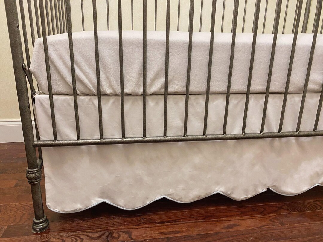Custom Scallop Edge Cotton Crib Skirt With Piping Trim, Baby Boy, Baby ...