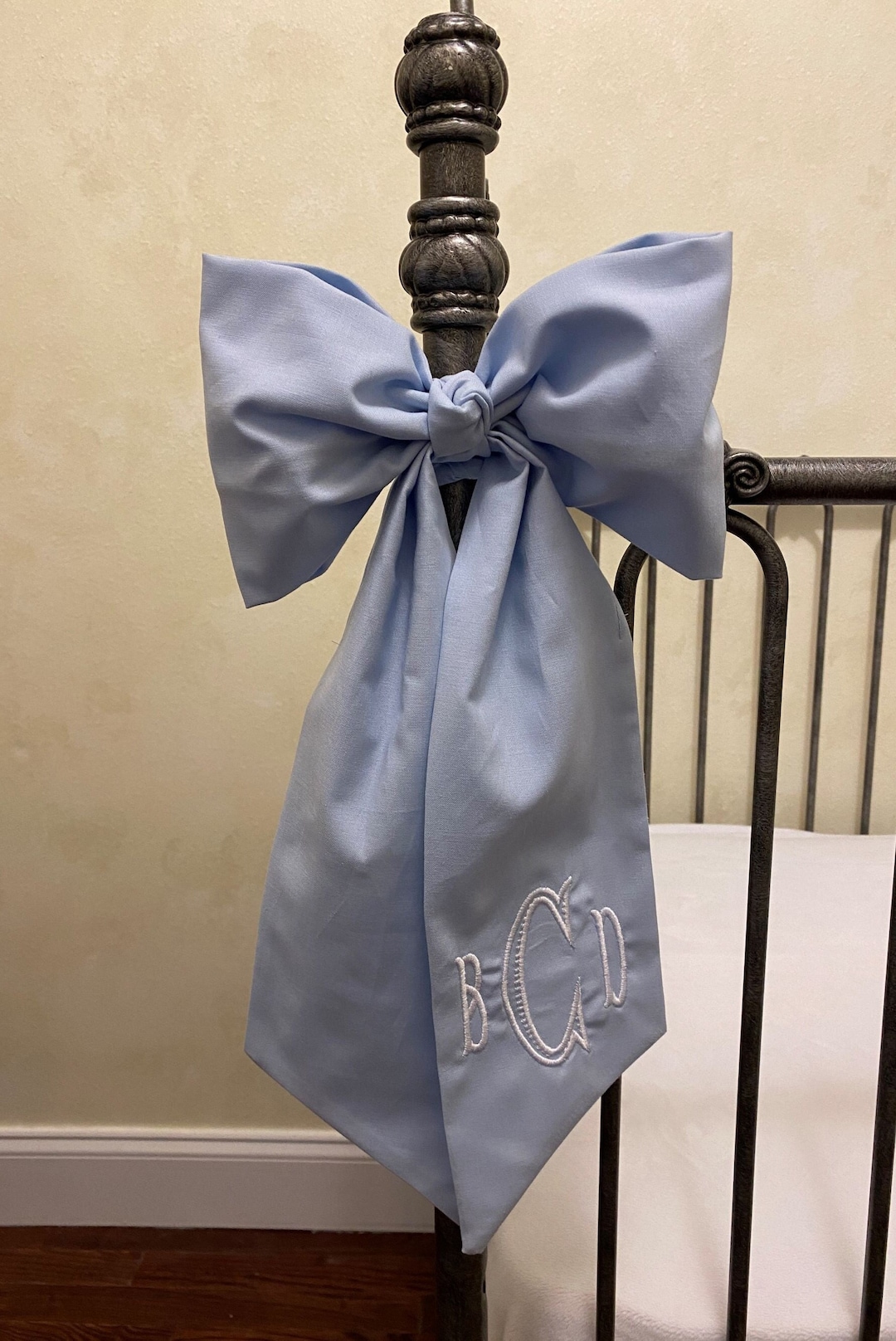 Crib Bow, Curtain Tie Back Bow, Monogrammed Bow, Nursery Bow, Choose ...