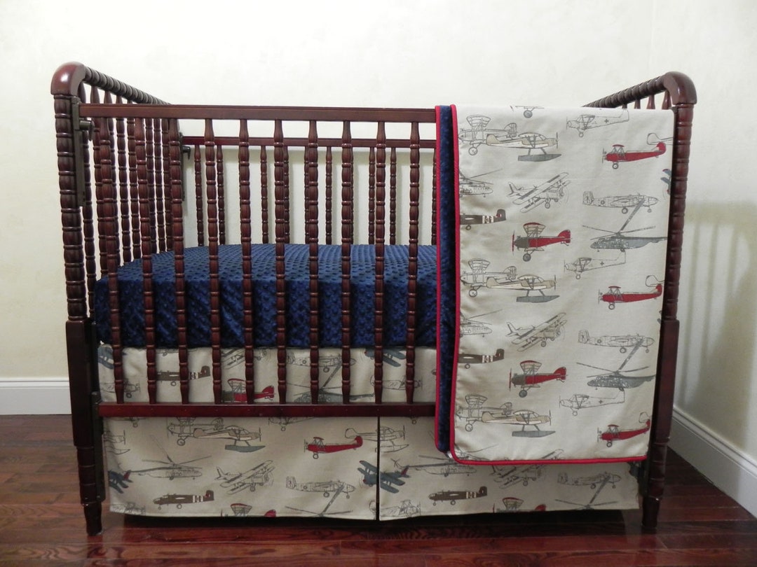 Airplane Crib Bedding, Boy Crib Bedding, Airplane Baby Bedding With ...