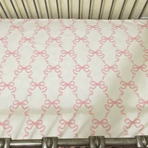 Bow Ribbon Trellis Crib Sheet, Choose Your Color Nursery Crib Sheet ...