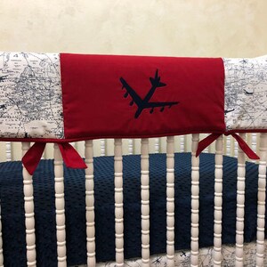 Airplane Crib Bedding Set Boy Baby Bedding Navy and Ruby | Etsy