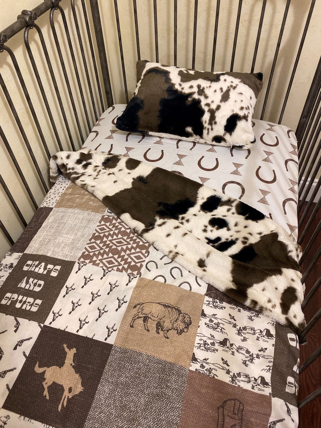 Boy Toddler Bedding, Cowboy Wild West Pony Minky Toddler Set, Western ...