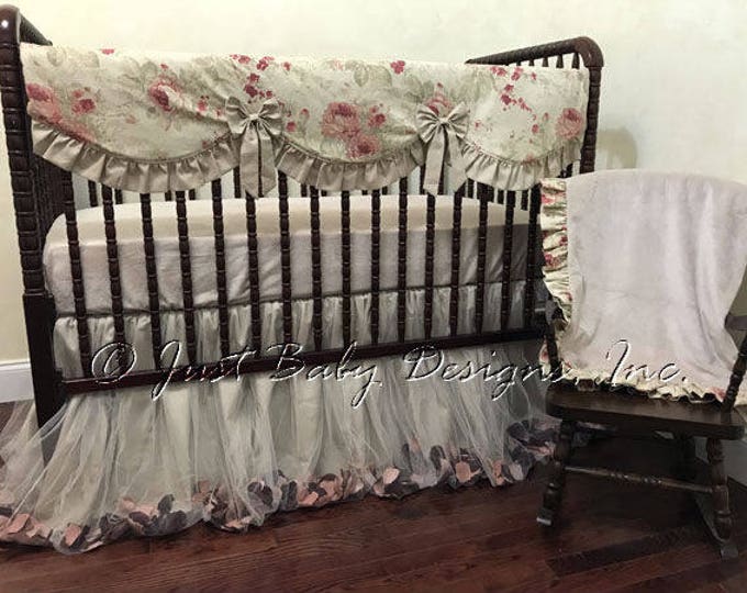 Baby Girl Crib Bedding Set Arabella Rose Baby Bedding - Etsy