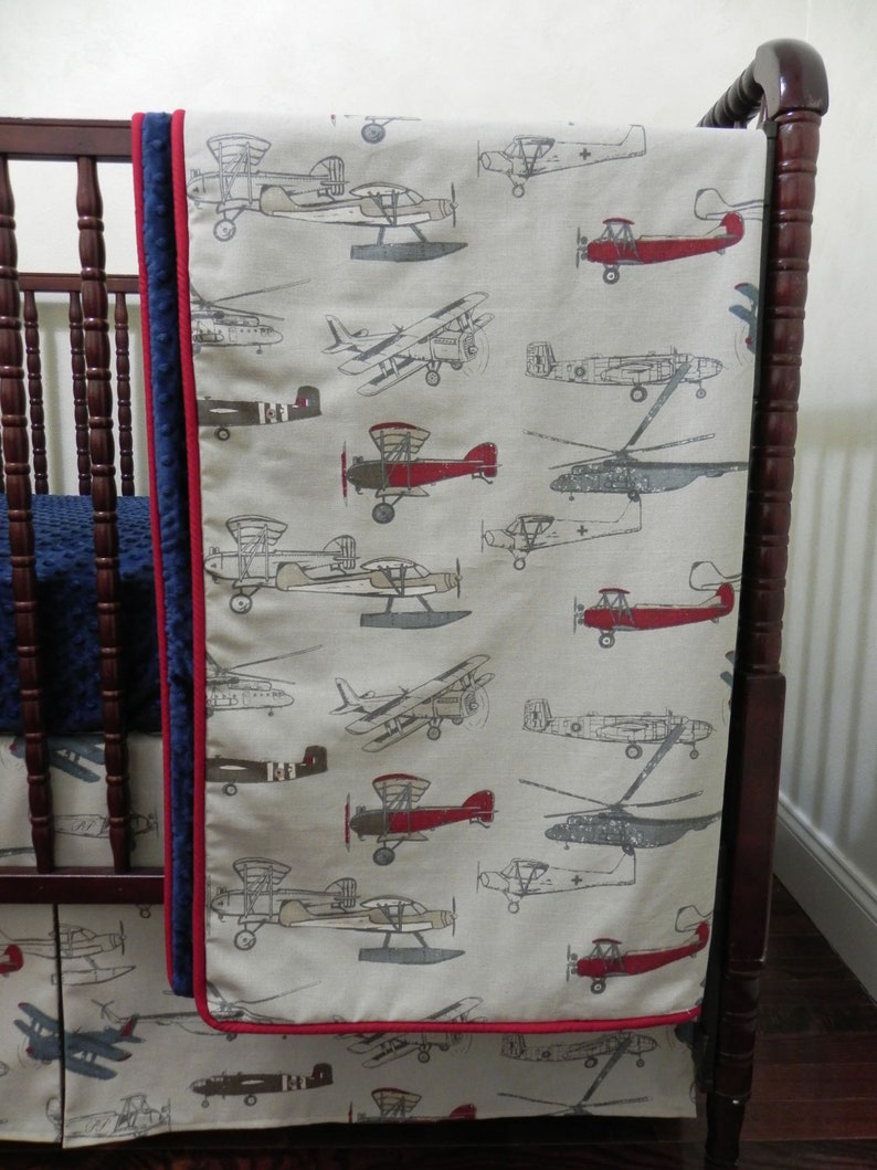 Airplane Crib Bedding Boy Crib Bedding Airplane Baby Bedding - Etsy