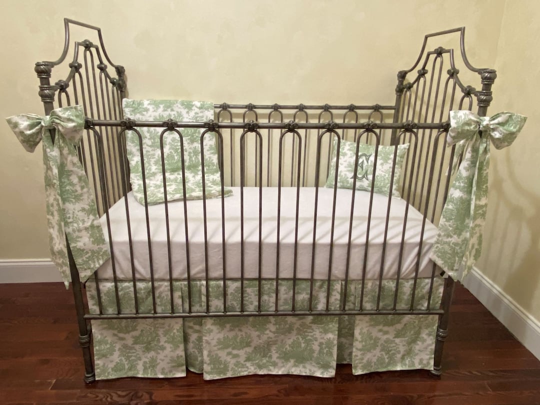 Green Toile Crib Bedding, Baby Boy, Baby Girl Crib Bedding, Neutral ...