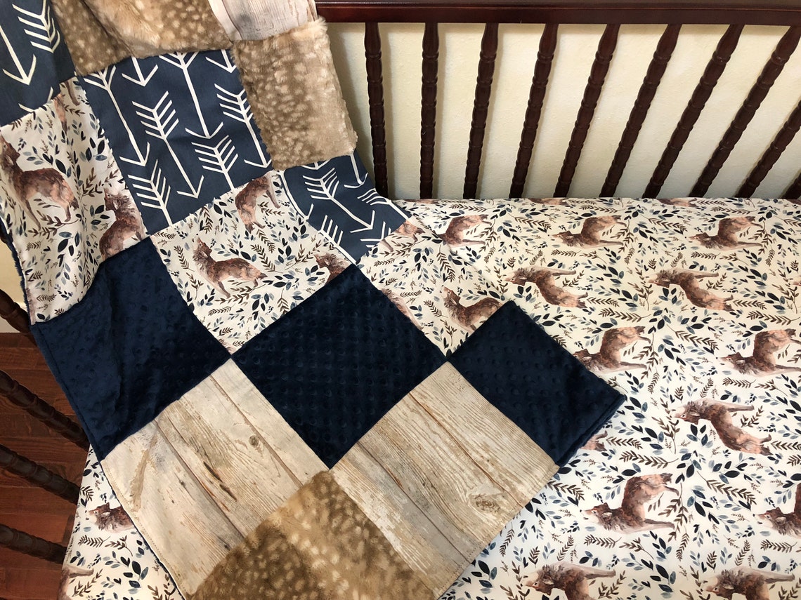Woodland Patchwork Blanket Wolf Baby Blanket Wolf Crib - Etsy