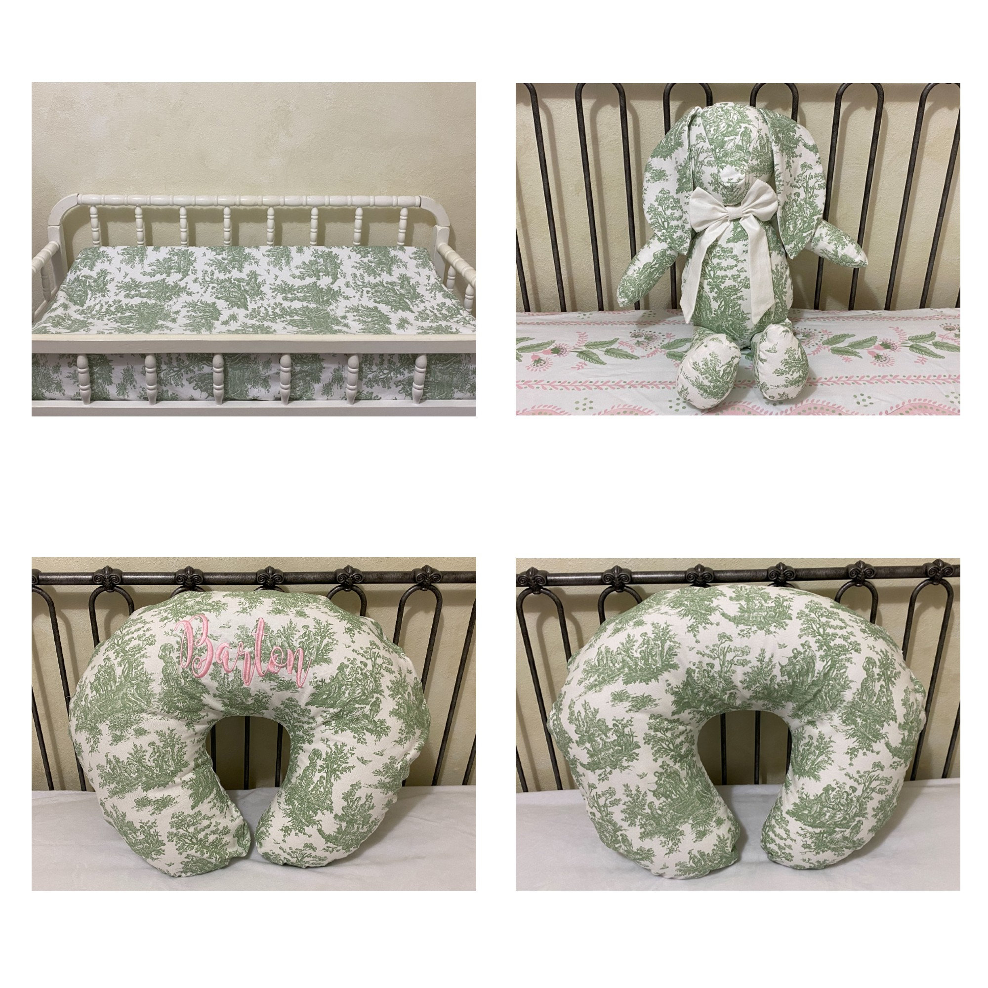 Green Toile Crib Bedding, Baby Boy, Baby Girl Crib Bedding, Neutral ...