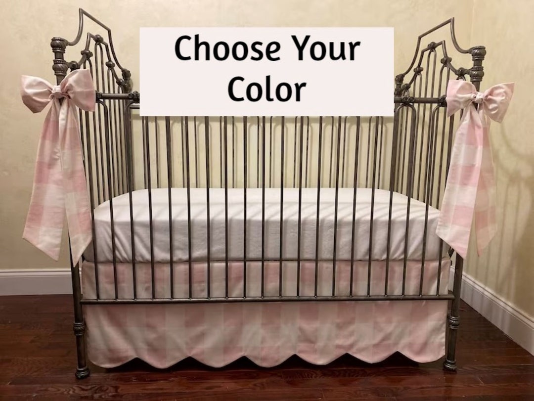 13 Colors Plaid Scallop Edge Crib Skirt, Baby Boy, Baby Girl, Gender ...