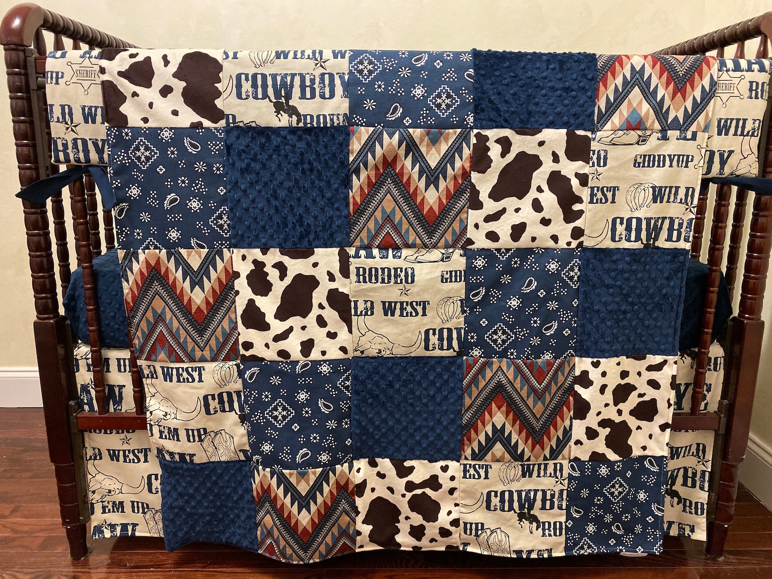 Western Crib Bedding Set Cowboy Baby Bedding Navy Blue - Etsy