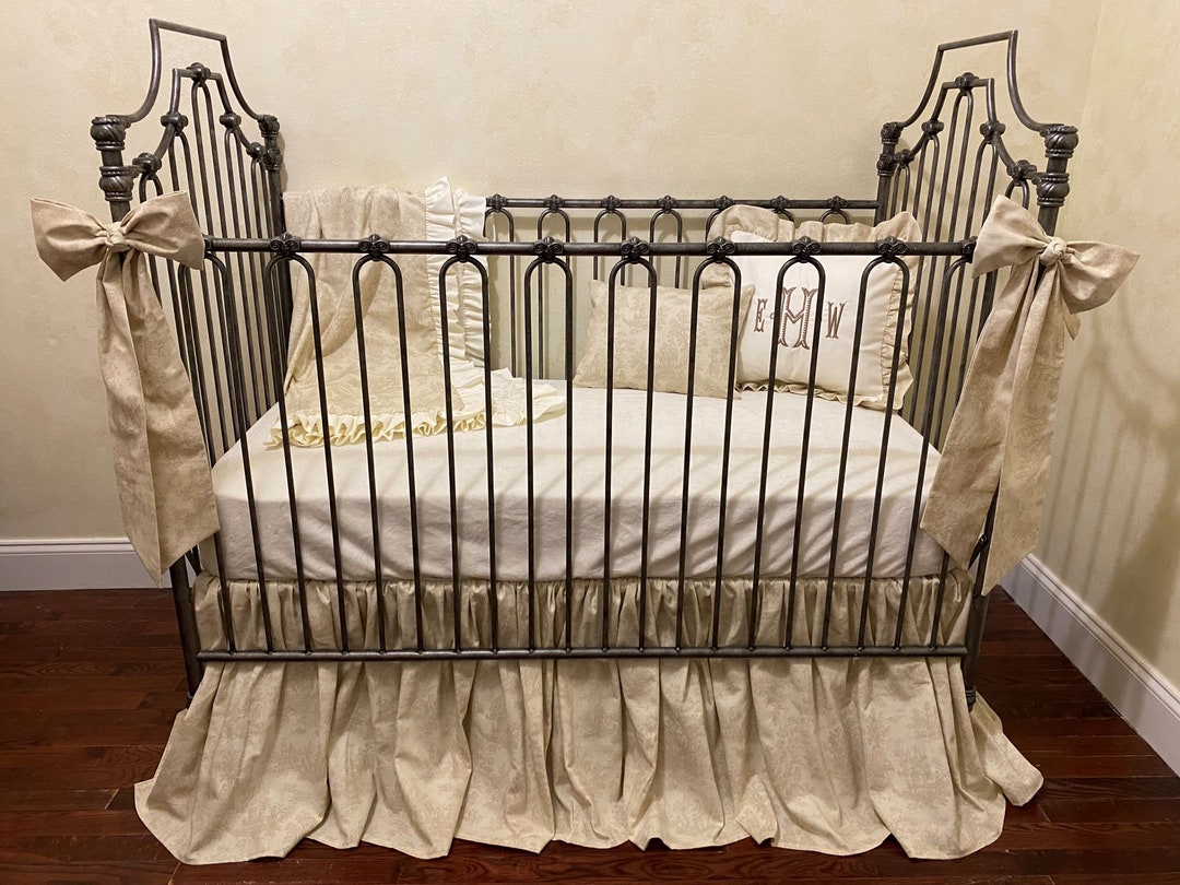 Ivory Natural Toile Crib Bedding, Baby Boy, Baby Girl Crib Bedding ...