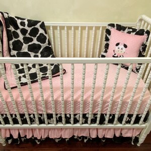 Baby Girl Crib Bedding, Cow Baby Bedding, Cow With Pink Crib Bedding - Etsy