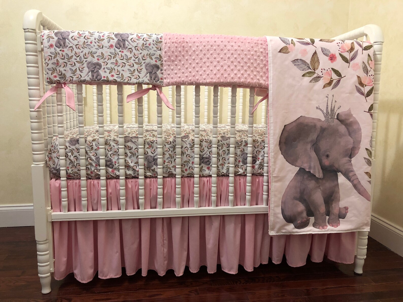 Baby Girl Floral Elephant Crib Bedding Elephant Baby Bedding - Etsy
