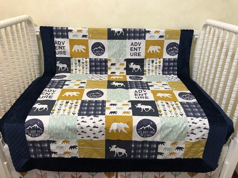 Woodland Baby Boy Crib Bedding Moose and Bears Arrows in | Etsy
