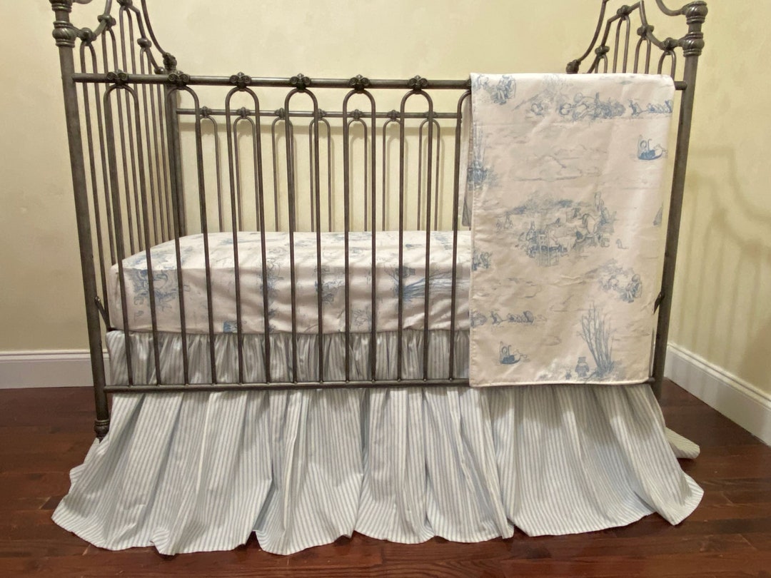 Classic Pooh Blue Toile Crib Bedding Set, Baby Boy Crib Bedding Set ...