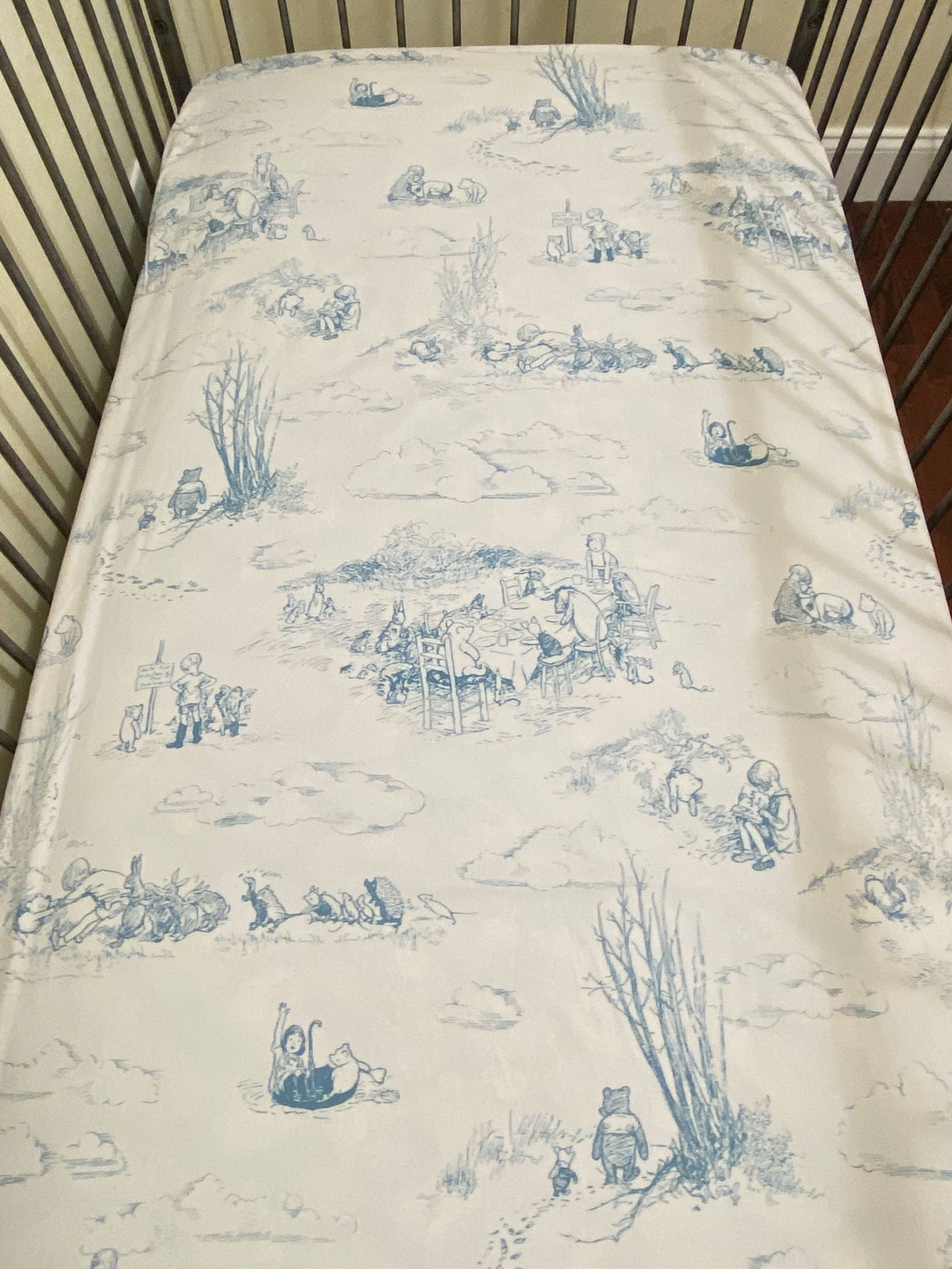 Classic Pooh Toile Cotton Crib Sheet - Etsy